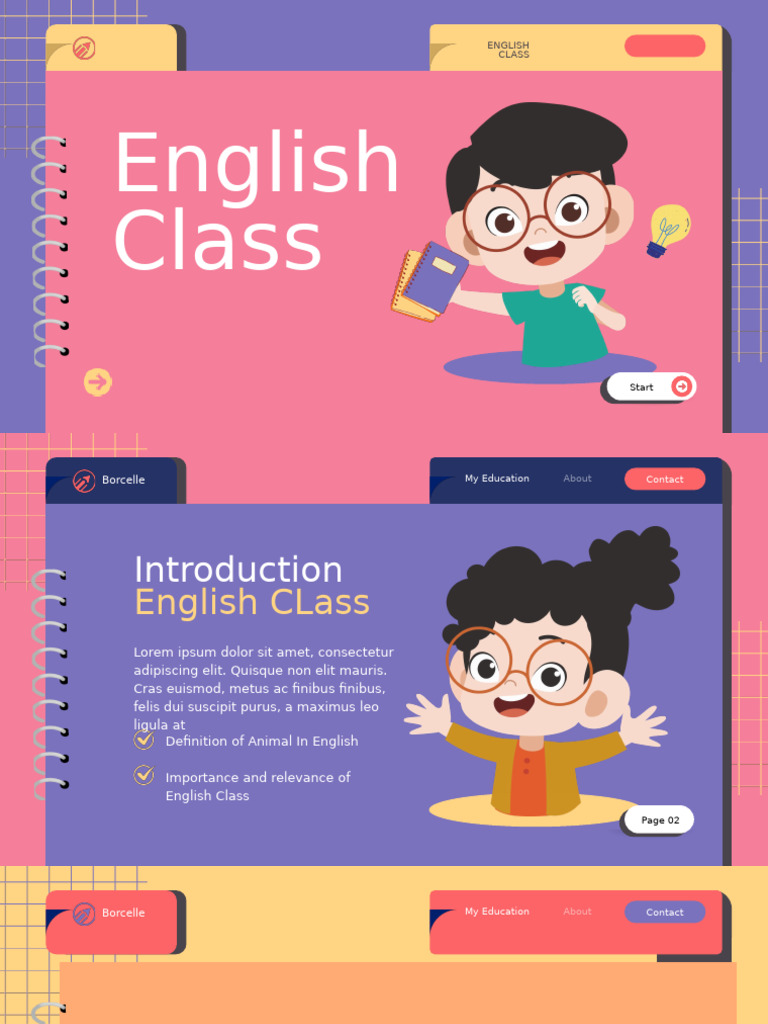Colorful Illustration English Class Education Presentation | PDF