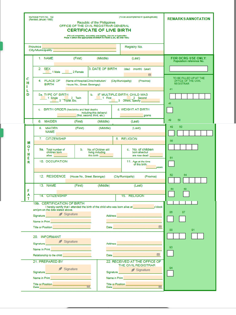 Green Birthcertificate | PDF