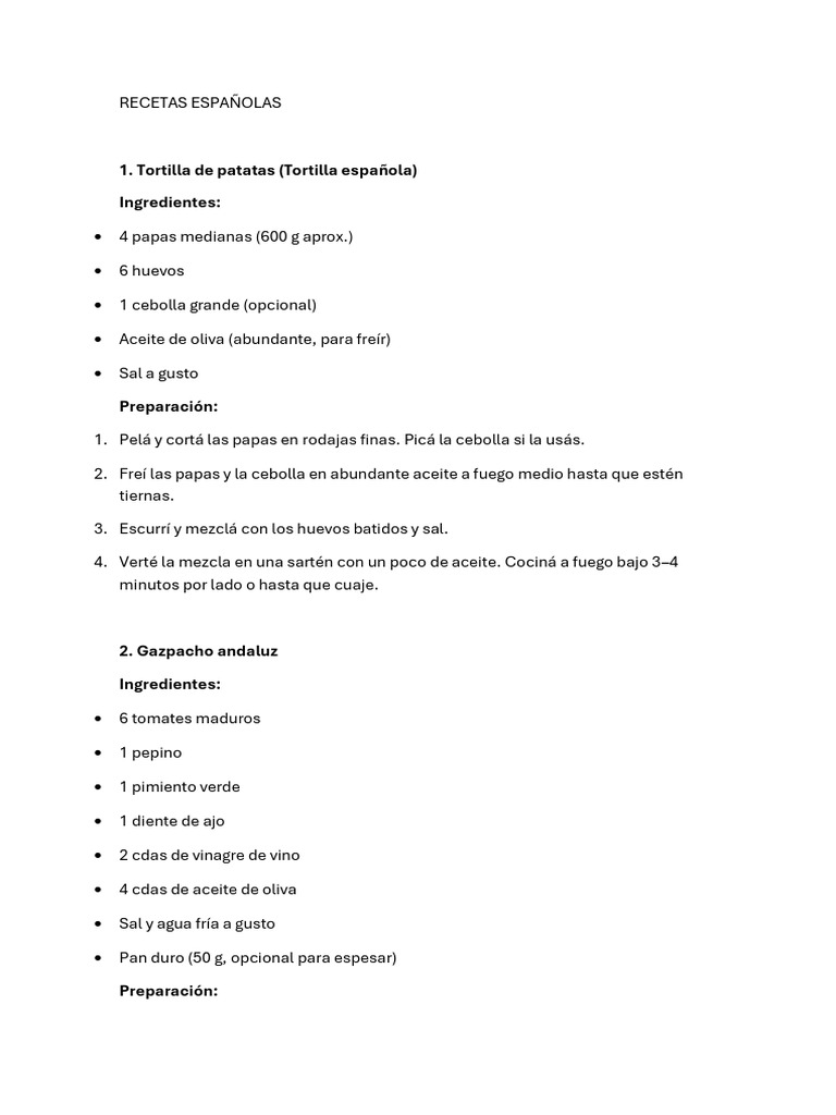 Recetas Españolas | PDF | Panes | Cocinando