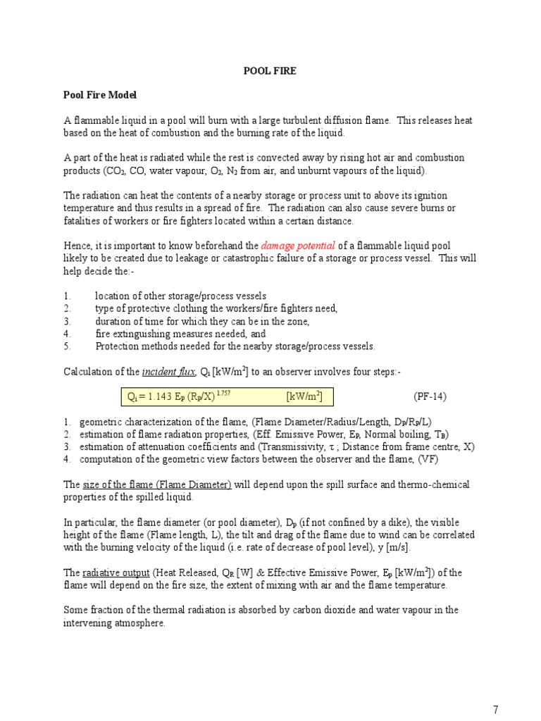 Pool Fire Model: Damage Potential | PDF | Combustion | Fires
