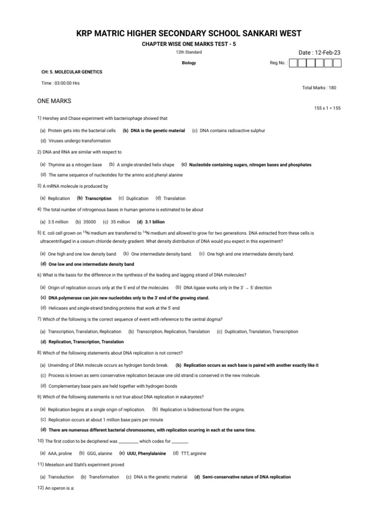 12th Biology EM 1 Mark Question Paper 6 8 English Medium PDF Download ...