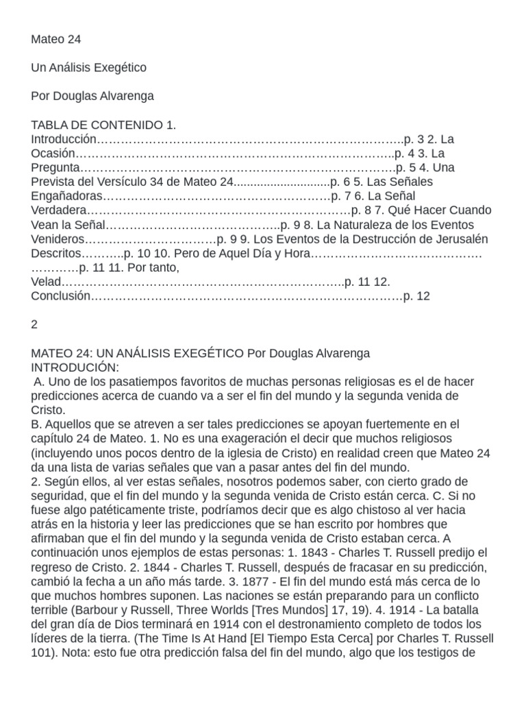 Análisis de Mateo 24: Profecías y Señales | PDF | Jesús | Evangelio de ...