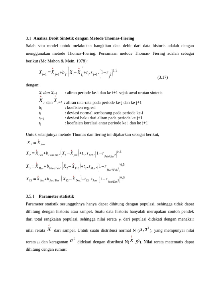 Analisa Debit Sintetik Dengan Metode Thomas Fiering | PDF