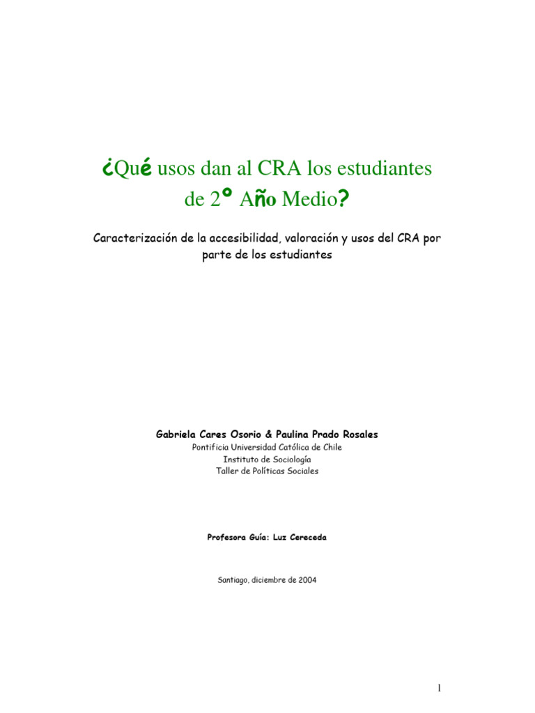 Usos del CRA en Educación Media | PDF