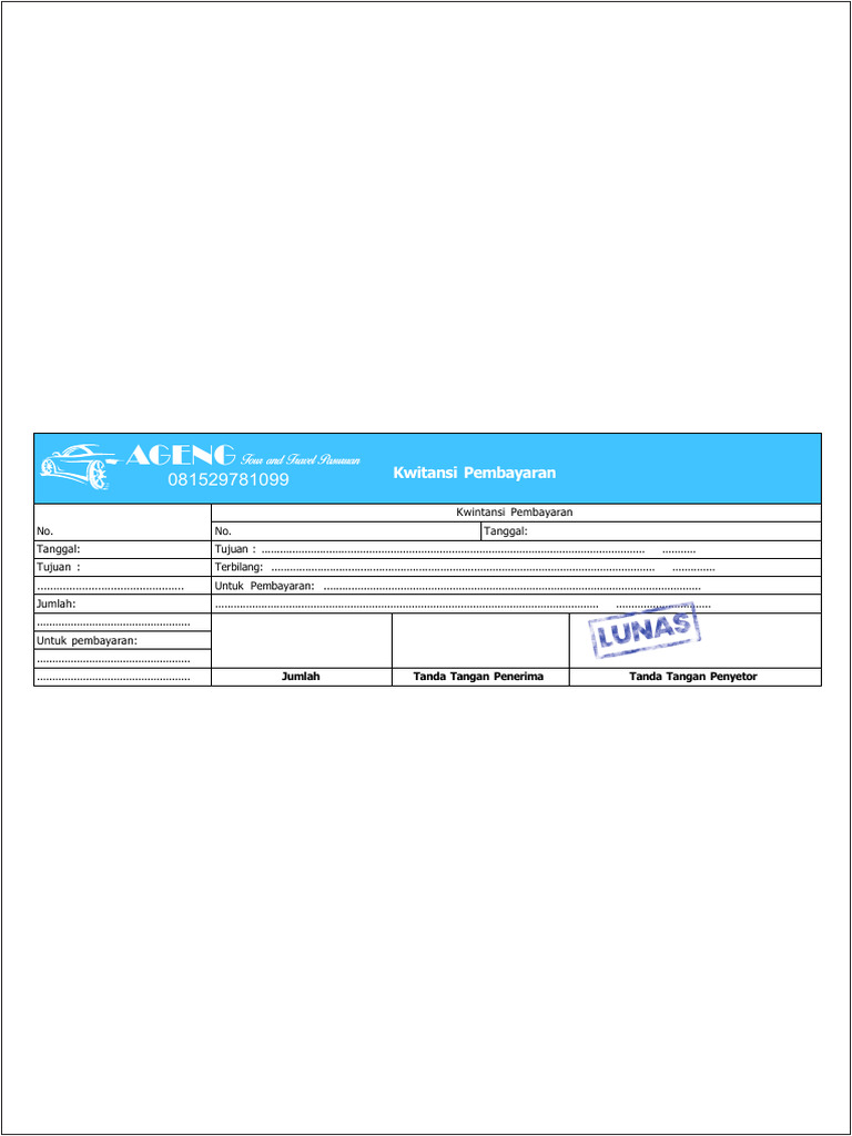 Contoh Kwitansi Pembayaran Travel | PDF