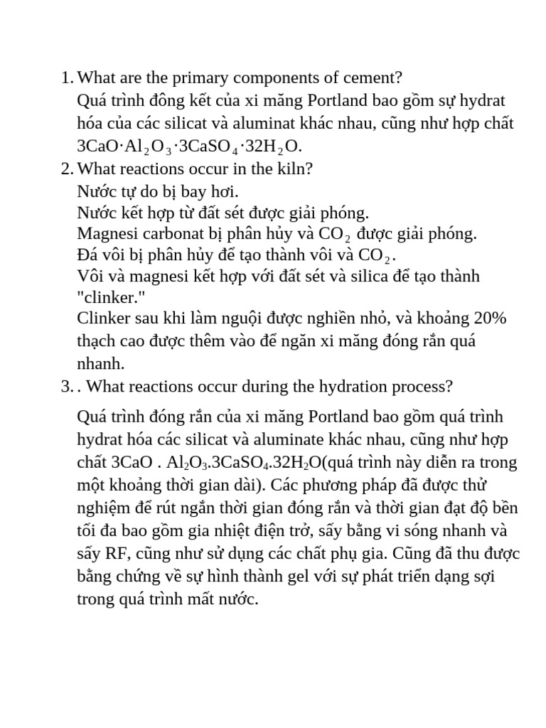 What Are The Primary Components of Cement | PDF