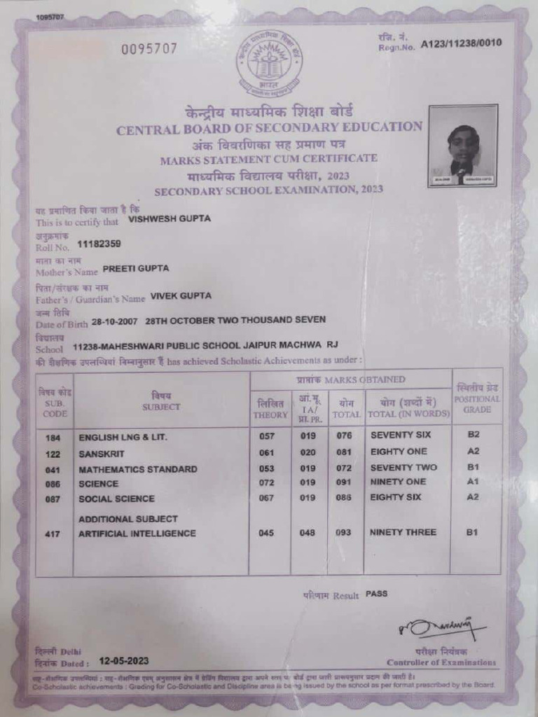 10 Marksheet | PDF