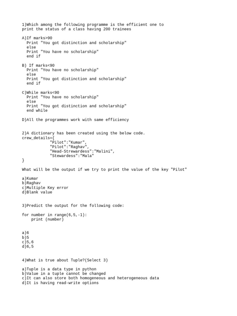 SET07 Python-Questions | PDF