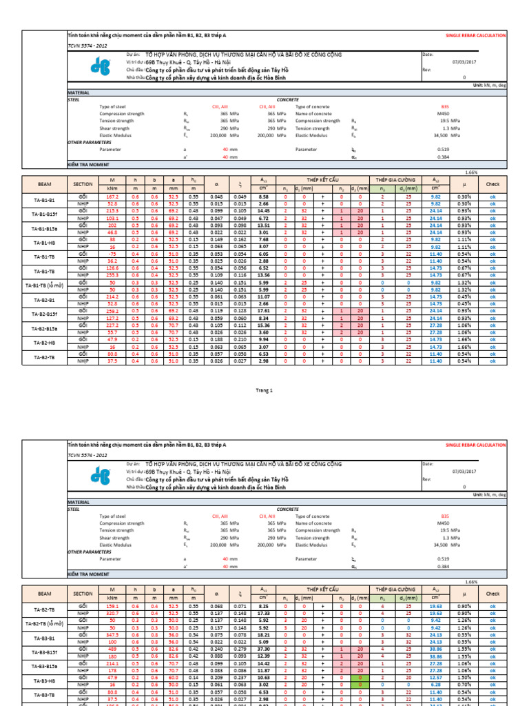 69B - Thap A - KT Moment Dam Tret BTCT (TCVN) - Rev03 | PDF