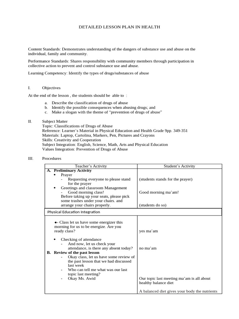 Lesson Plan: Drug Abuse Prevention | PDF | Substance Dependence | Drugs