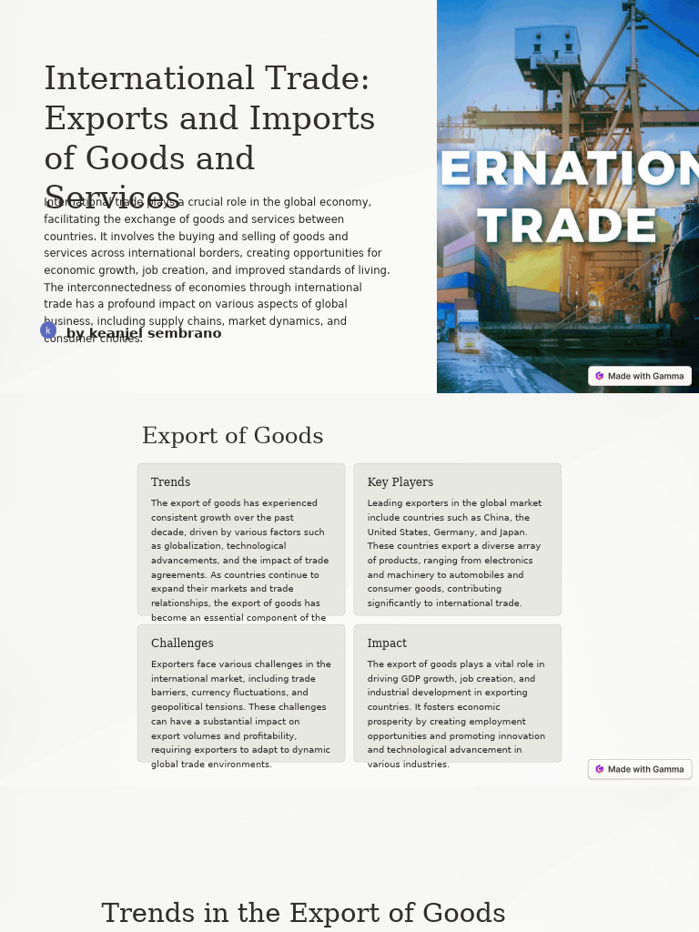 International Trade Exports and Imports of Goods and Services | PDF ...