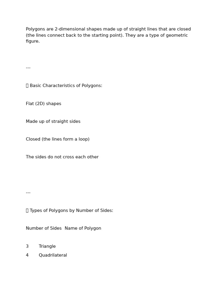 Types of Polygons and Their Sides | PDF