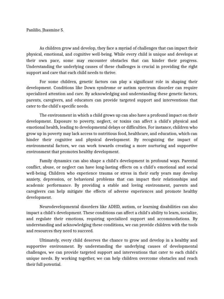 Understanding Child Development Challenges | PDF | Child Neglect ...