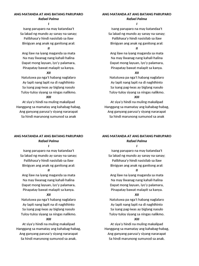 Ang Matanda at Ang Batang Paruparo | PDF