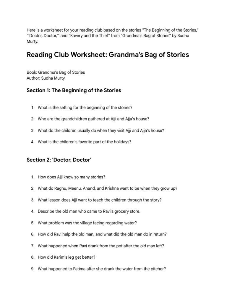 Make Worksheet For Reading Club | PDF