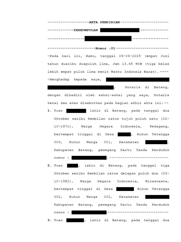 Contoh Akta Perkumpulan | PDF