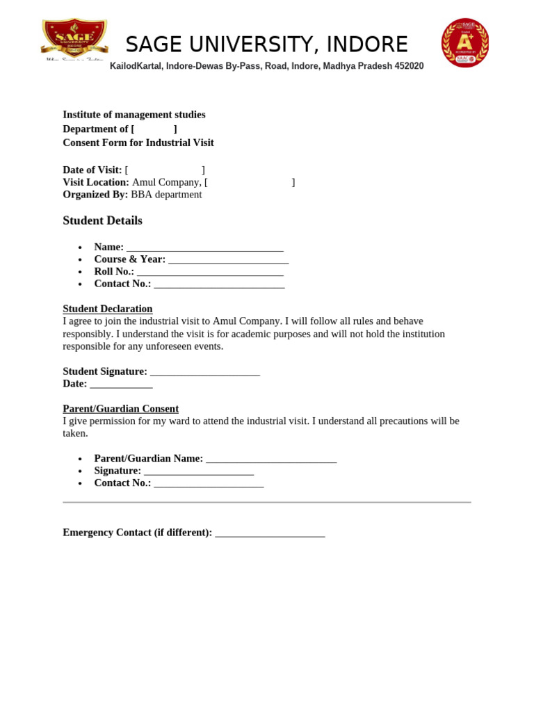 Amul Visit Consent Form | PDF