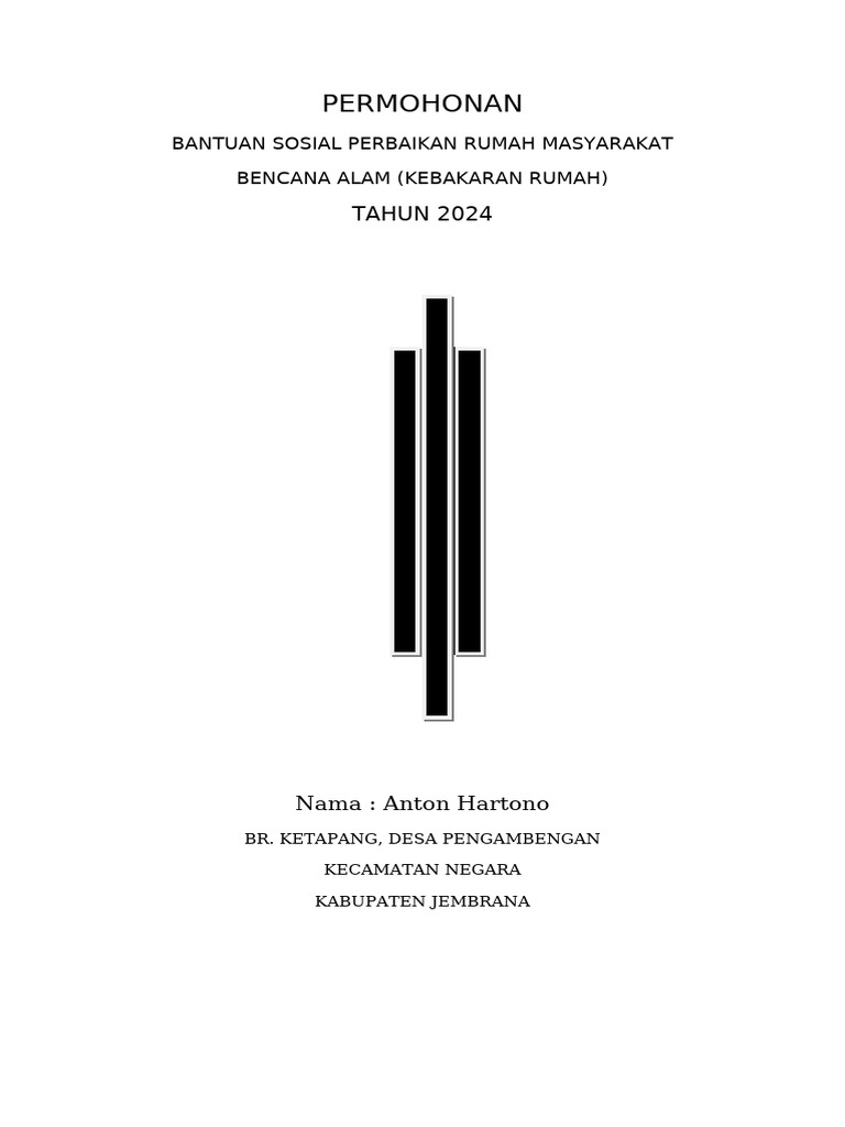 Proposal Permohonan Bansos Anton Hartono | PDF