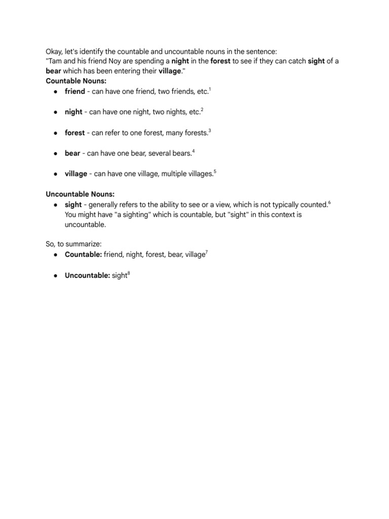 Identify Countable and Uncountable Nouns | PDF