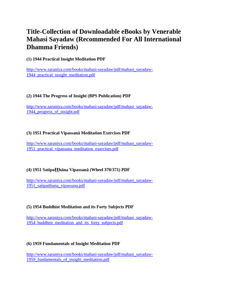 Mahasi Sayadaw eBook Collection | PDF | Buddhist Meditation | Āstika