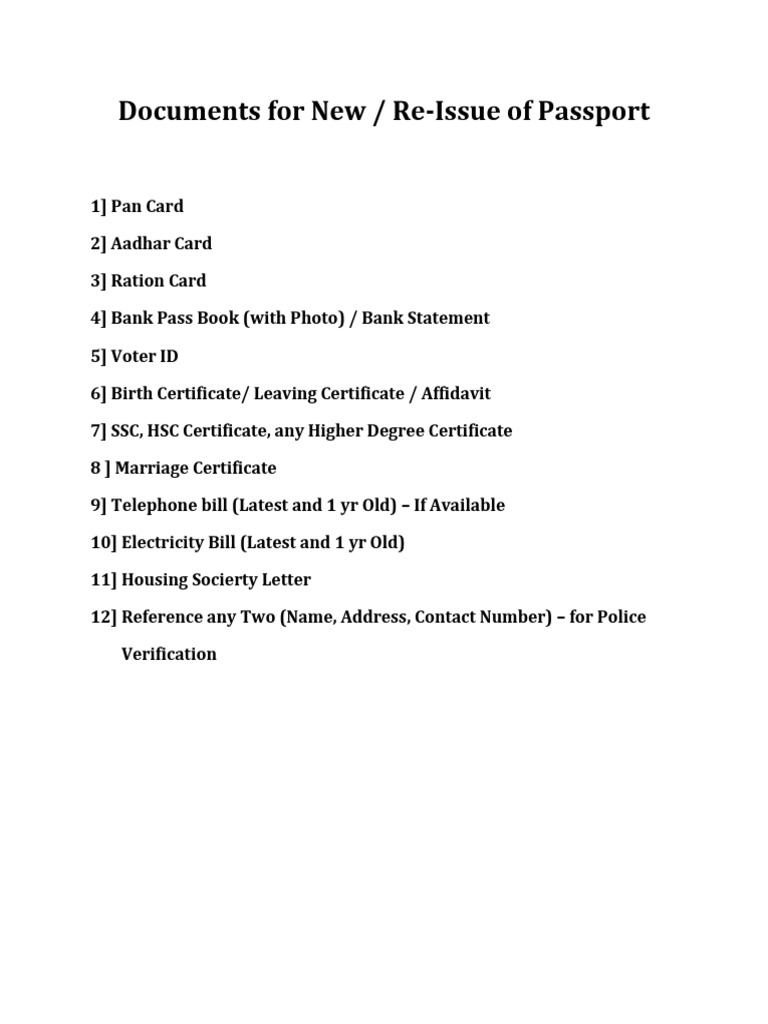 Passport Doc List | PDF