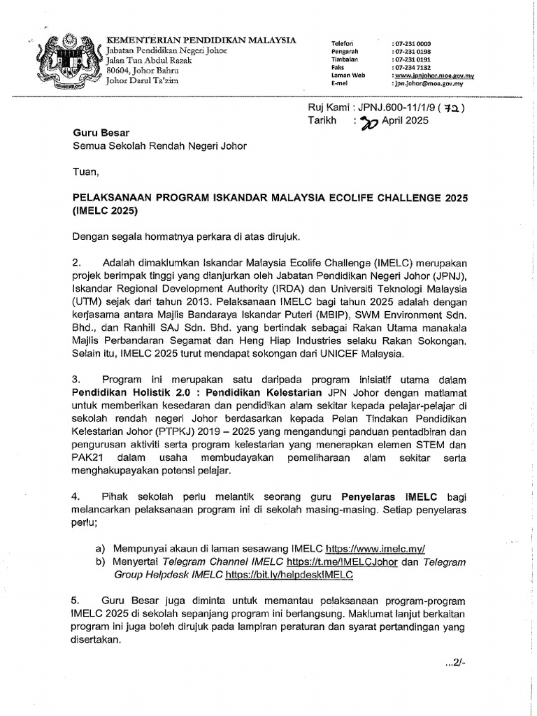 Pelaksanaan Program IMELC 2027 - LAMPIRAN | PDF