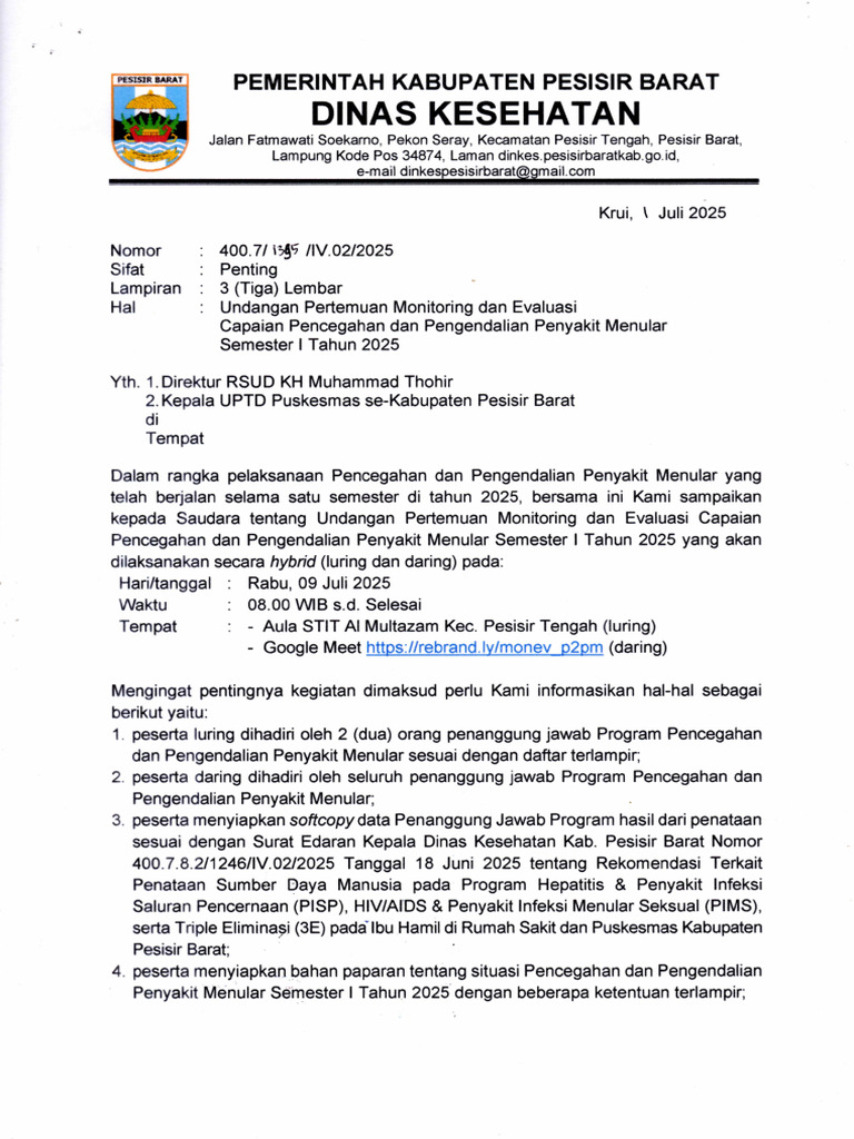 Undangan Monev P2PM | PDF