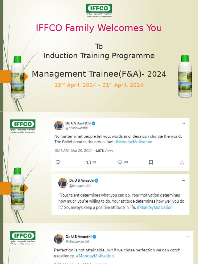 IFFCO Management Trainee Training 2024 | PDF