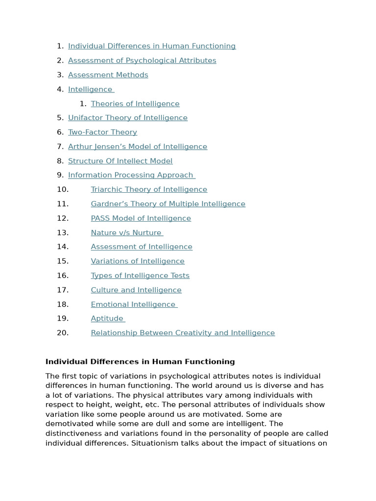 Variations in Psychological Attributes | PDF | Intelligence ...