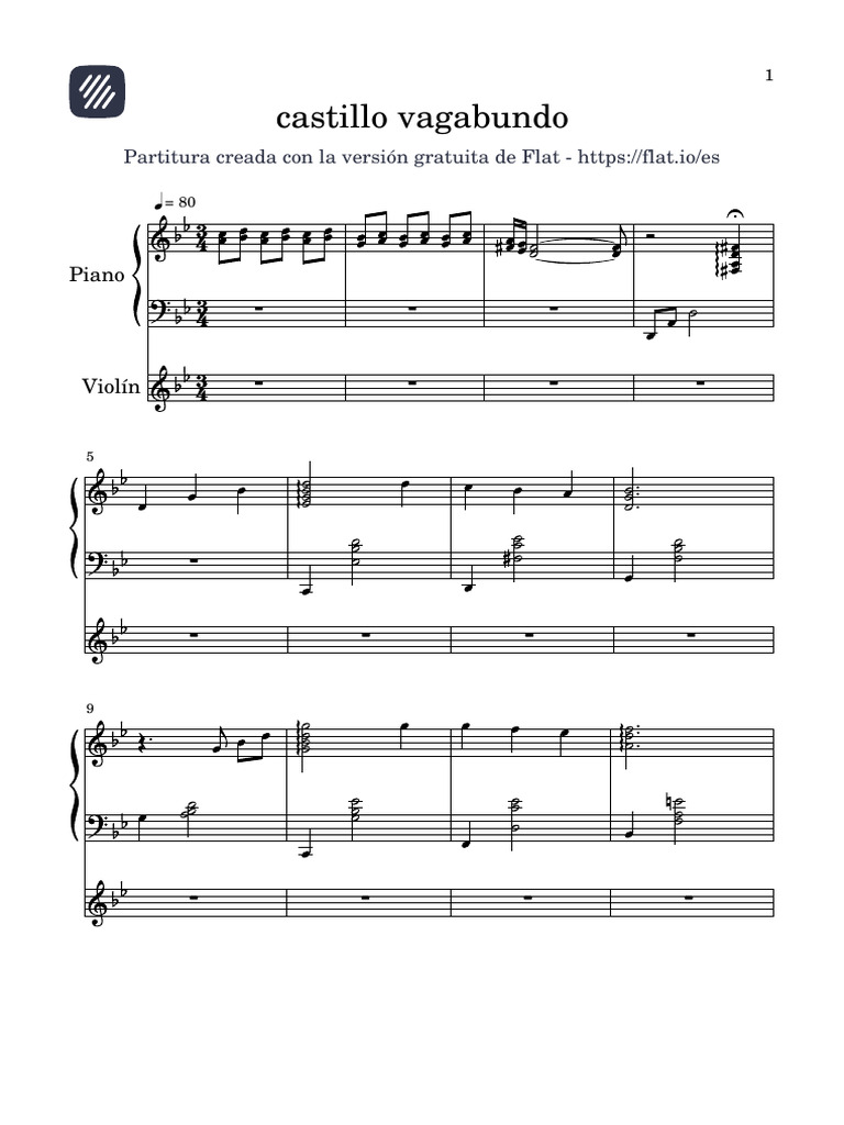 Partitura de "Castillo Vagabundo" | PDF