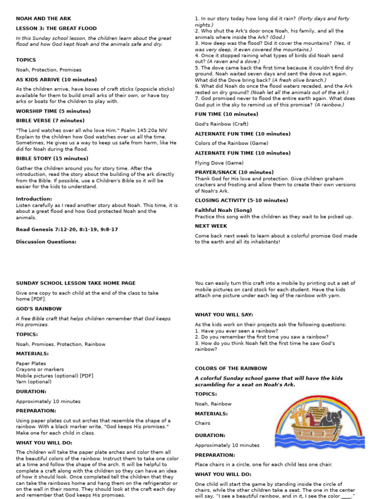 Lesson 3 The Great Flood | PDF | Genesis Flood Narrative | Noah's Ark