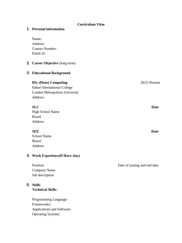 2025 CV Format Guide for Bangladesh | PDF