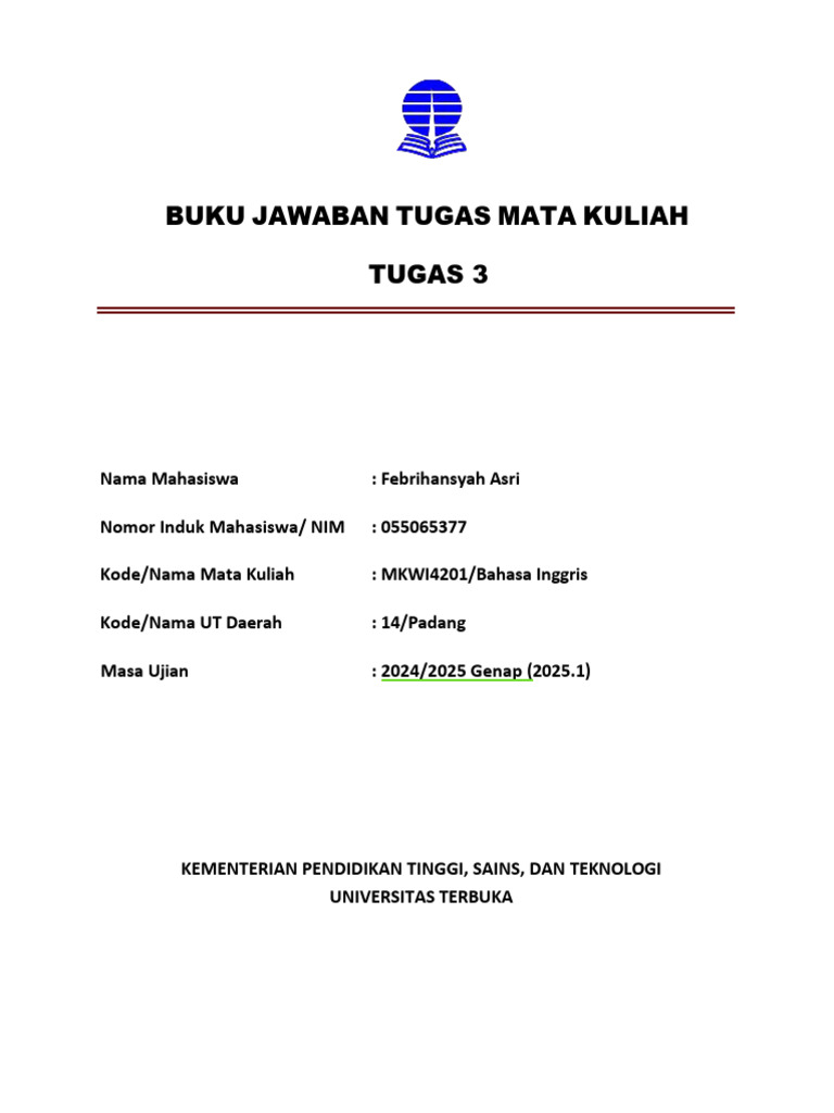 BJT - Umum - tmk3 - MKWI4201 Bahasa Inggris | PDF | Cognition | Learning
