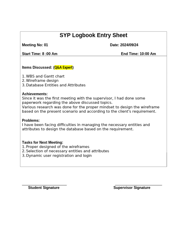 Logbook 1 Syp - 241119 - 095419 | PDF