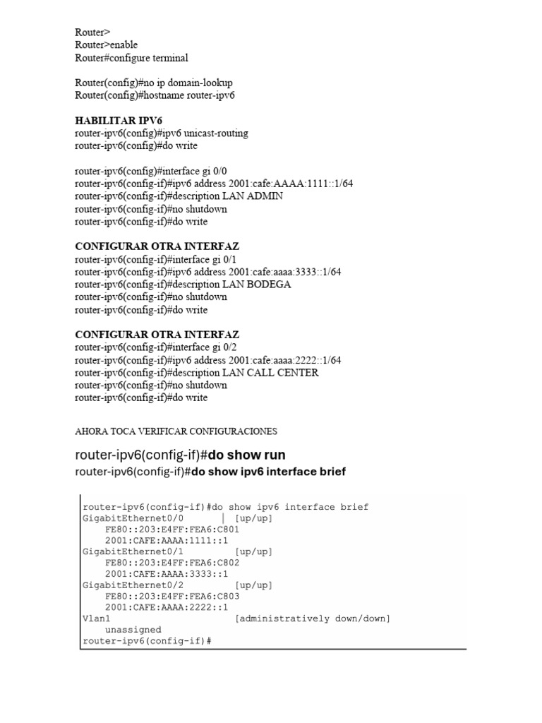 Comandos LAB1 Ipv6-V2 | PDF | Yo Pv6 | Telecomunicaciones