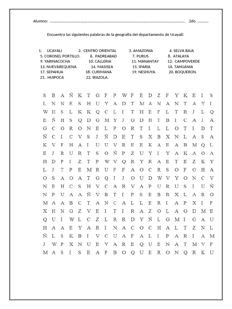 Sopa de Letras-Geografia | PDF