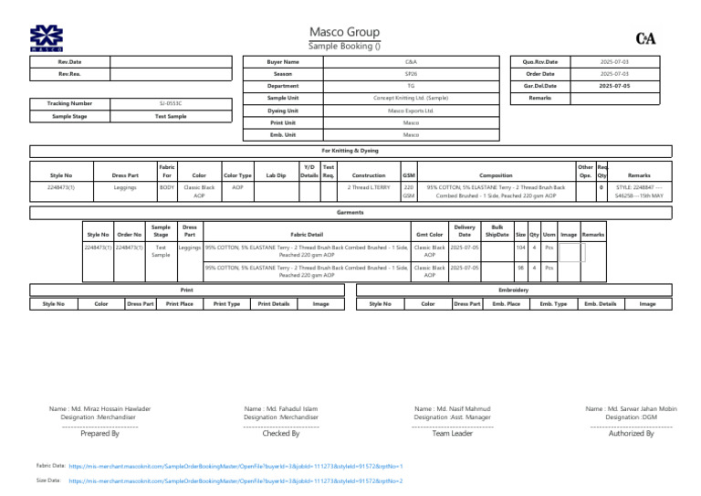 Test Sample Spring 26 Proto Cutting Program Style - 2248473 | PDF ...