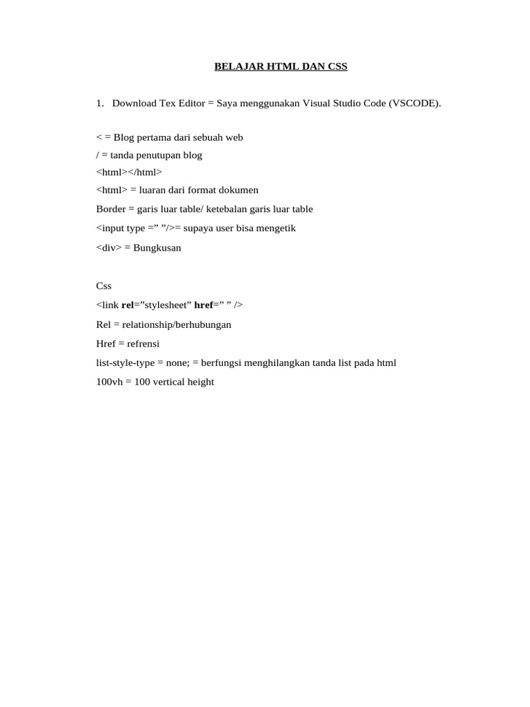 Belajar HTML Dan Css | PDF