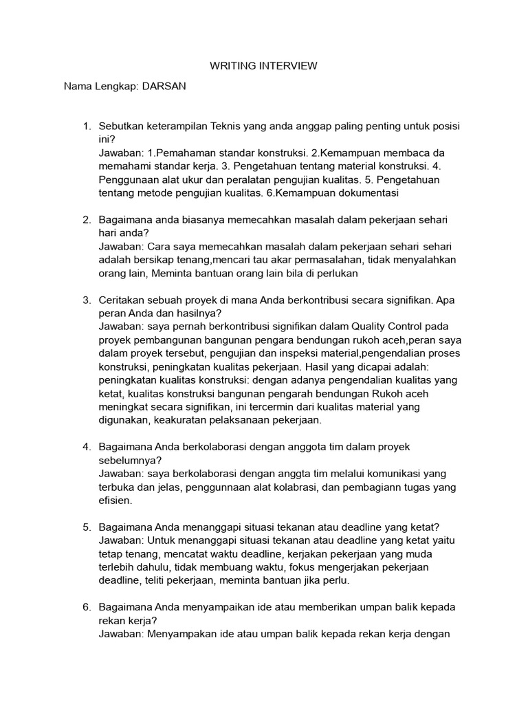Writing Interview | PDF