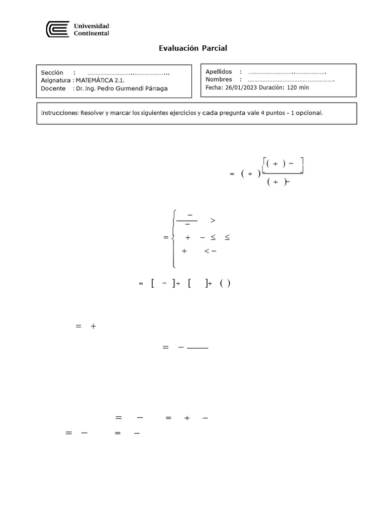 FORMATO - EVALUACIÓN - PARCIAL 2.1 Enero | PDF