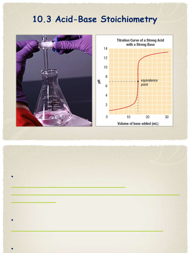 10.3 Acid Base Stoichiometry - DL | PDF | Titration | Chemistry