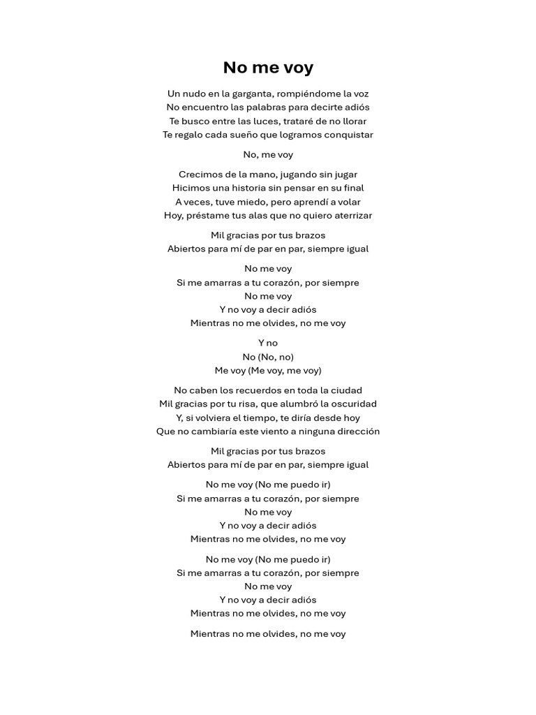Letra de "No Me Voy" - OV7 | PDF
