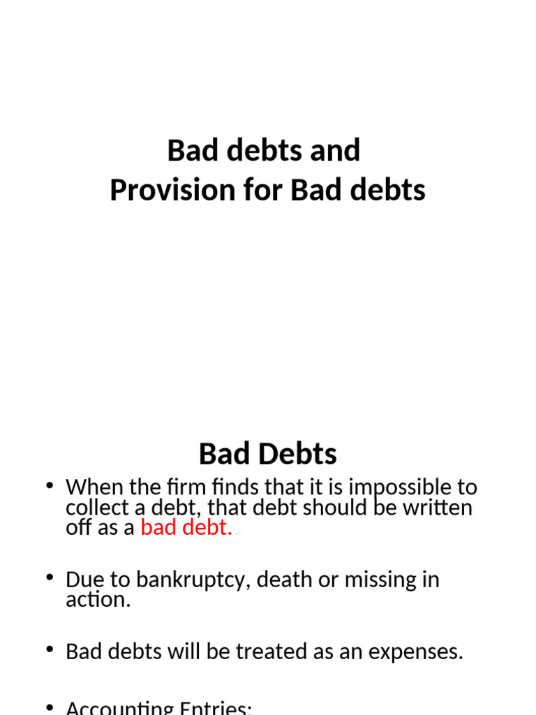 Understanding Bad Debts and Provisions | PDF | Bad Debt | Income Statement