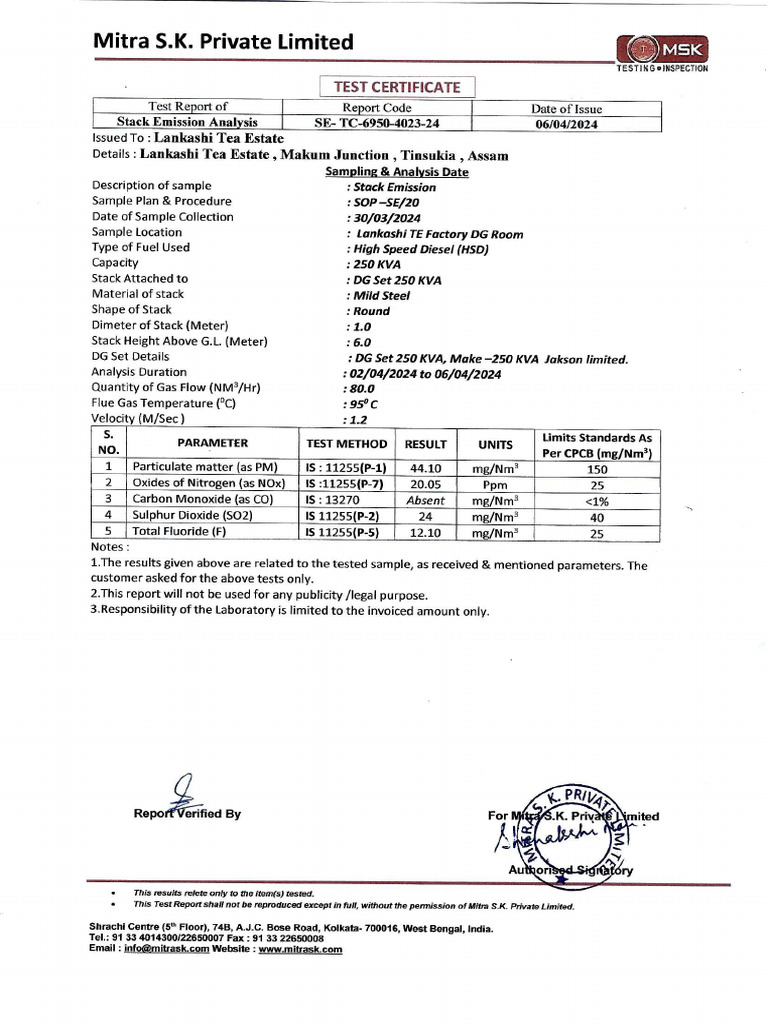 DG Set Emission | PDF