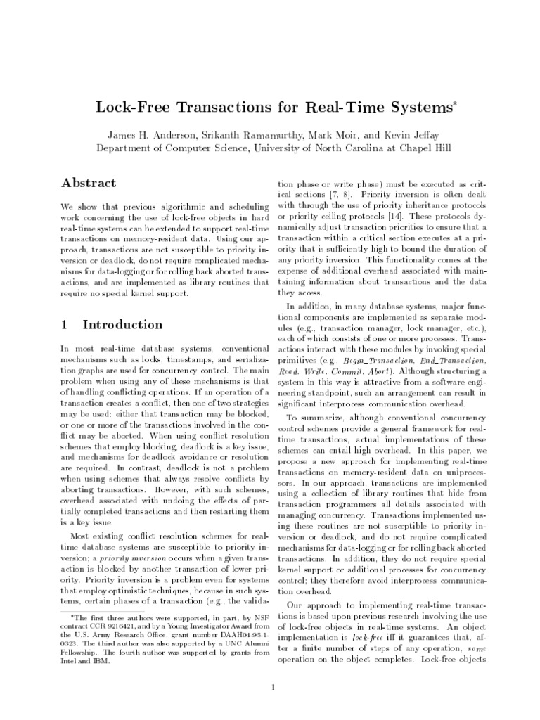 Lock-Free Transactions For Real-Time Systems | PDF | Synchronization | Concurrency (Computer ...