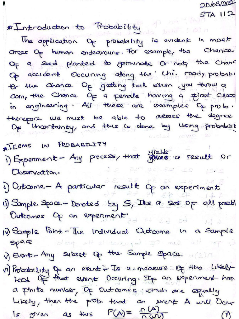 STA112 Complete Note (Edward Cares) | PDF