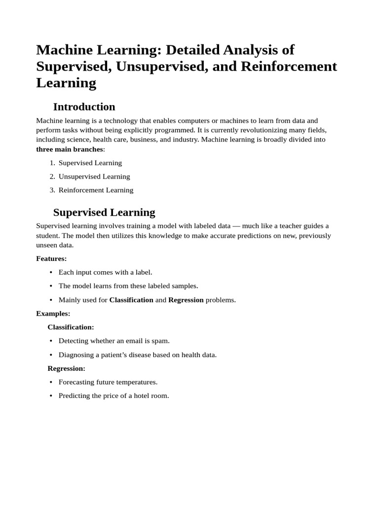 Supervised, Unsupervised, and Reinforcement Learning | PDF | Machine Learning | Learning
