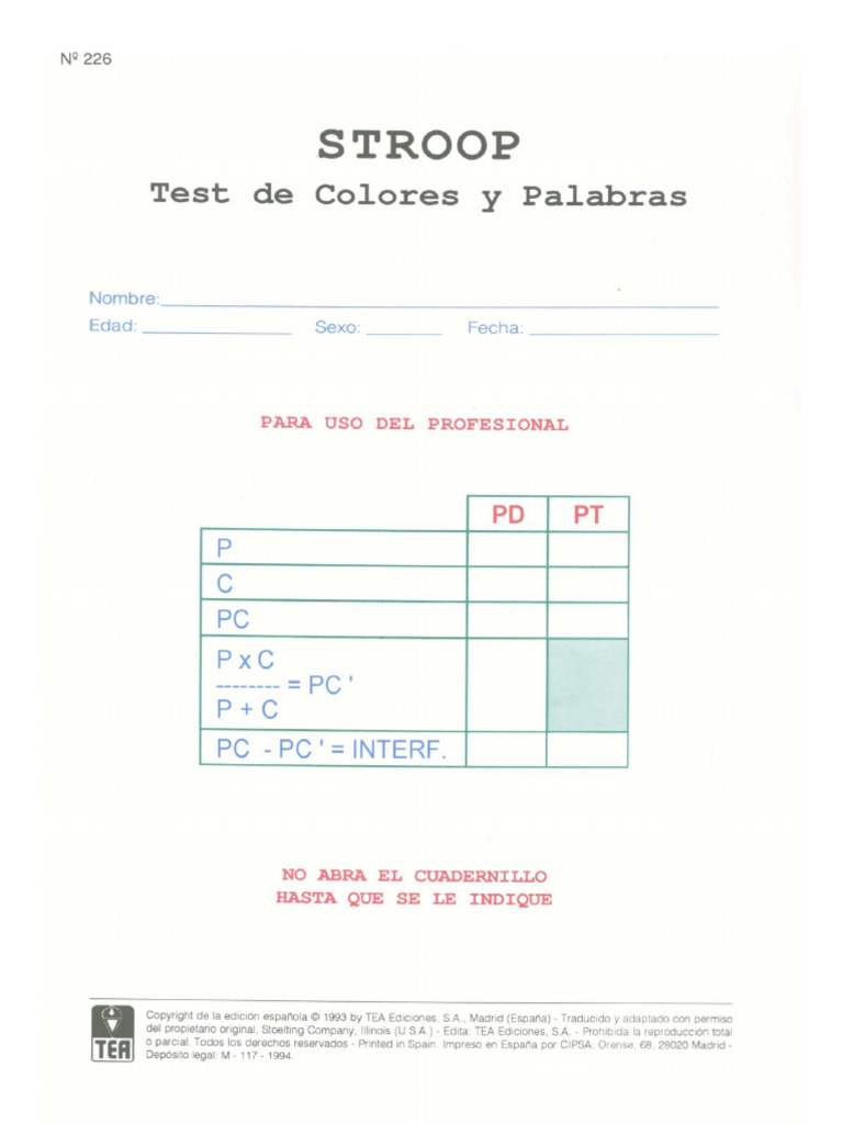 STROOP_Test_de_Colores_y_Palabras | PDF