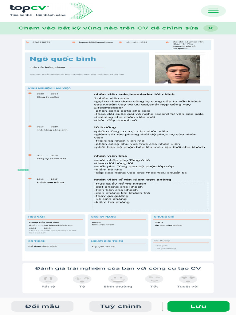 Cập Nhật CV Cskh,Sale,Kho - TopCV.vn | PDF