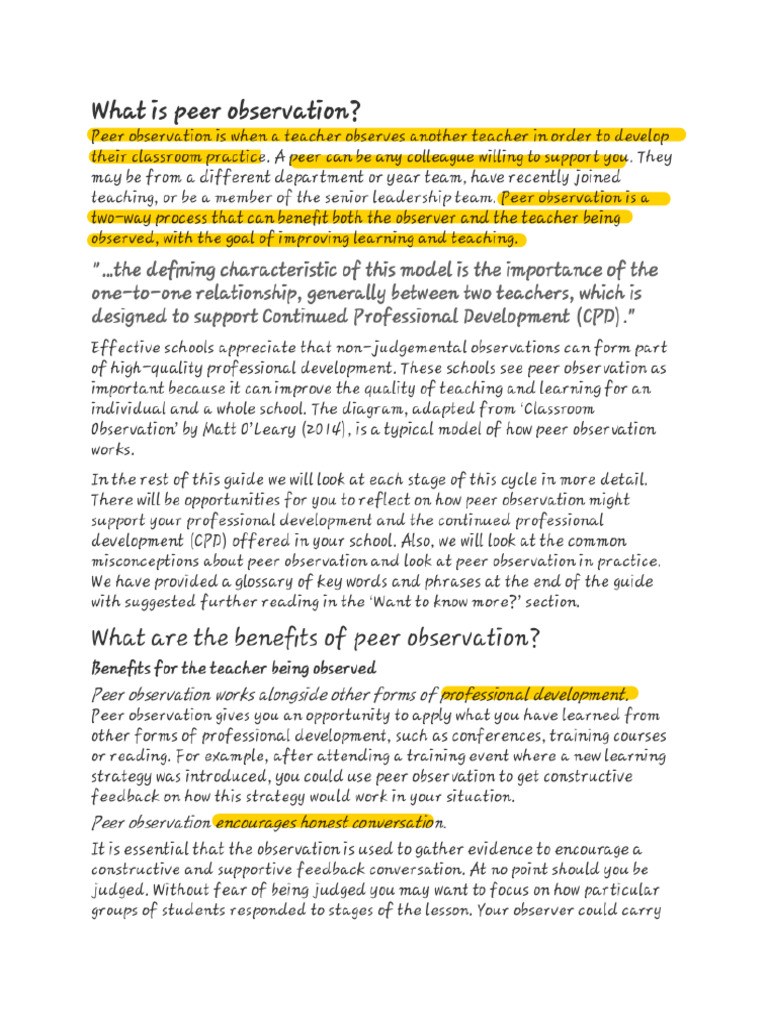 Peer Observation | PDF